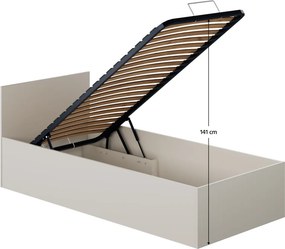 Postel s kovovým roštem a úložným prostorem, 90x200, kašmír, DOLI