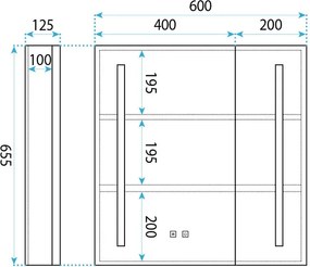 Rea Zrcadlová skříňka s LED osvětlením M1015-60 60x65