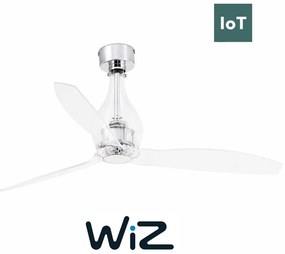 FARO MINI ETERFAN 33382W 50,4“ chrom/transparentní Reverzní stropní ventilátor WiZ