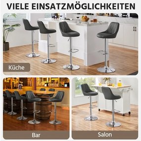 Sada 2 ks – Barová židle Yaheetech – tmavě šedá, umělá kůže (267310095271)
