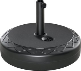Stojan na slunečník Outsunny do 40 kg, kulatý, naplnitelný, držák, pro tyče o průměru 38/48 mm, pro balkon, terasu, zahradu, černý | Aosom