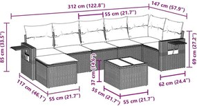 8dílná zahradní sedací souprava s poduškami černá polyratan 3252823
