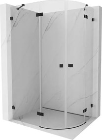 Mexen Lunar, půlkruhový sprchový kout naklápěcí doleva 100 x 90 cm, 8mm čiré sklo, černý profil, 833-100L-090P-70-00