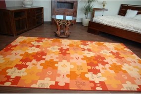 Dětský koberec PUZZLE oranžový - Výprodej