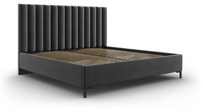 Tmavě šedá čalouněná dvoulůžková postel s úložným prostorem s roštem 180x200 cm Casey – Mazzini Beds