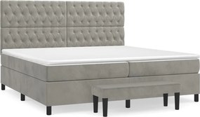 Box spring postel s matrací světle šedá 200x200 cm samet 3138043