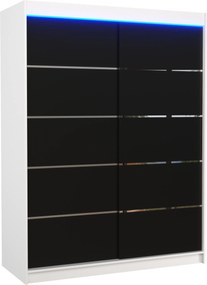 ADRK Furniture Posuvná skříň s LED osvětlením LUFT 150 SW-LUF-W+B-150+L-V137