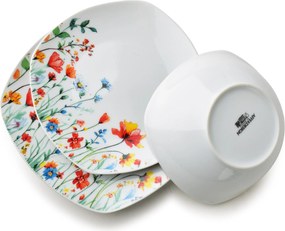 Porcelánová jídelní sada LEA Smooth 18 ks bílá/barevná