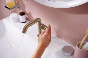 Hansgrohe Tecturis S, páková umyvadlová baterie 110 Fine CoolStart EcoSmart+ bez odtokové soupravy, kartáčovaný bronz, HAN-73321140