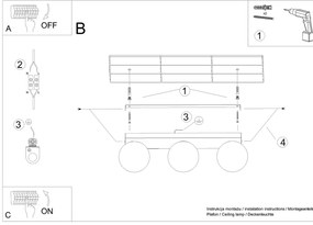 Stropní svítidlo Yoli, 3x bílé skleněné stínítko, w
