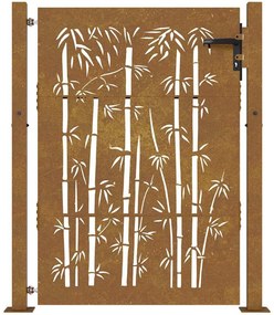 Zahradní brána 100 x 150 cm corten ocel bambusový design 153241