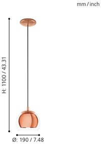 Eglo 94589 - Lustr ROCAMAR 1xE27/60W/230V