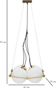 Závěsný lustr Japany 45 cm zlatý/bílý