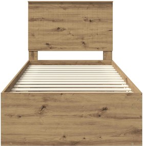Rám postele Umělecký dub 90 x 200 cm Masivní borové dřevo 3411063