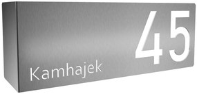 Domovní číslo tabulka nerezová 16a Velikost: 16 x 39 x 12(ohyb) cm  (XL) - Doporučujeme, Odstín: Nerezová ocel - Broušeno, Ohyb: Na pravé straně od čísla
