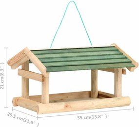 Krmítko pro ptáky masivní dřevo 35 x 29,5 x 21 cm 314819