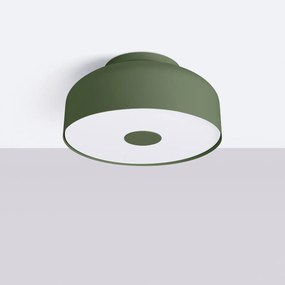 Stropní svítidlo Omiq, 1x olivově zelené kovové stínítko, (bílý plast), (fi 30 cm)