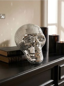 Sinsay - Halloweenská dekorace ve tvaru lebky se zrcadlovou mozaikou - sříbrná