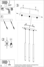 Sollux Lighting Závěsné svítidlo MOZAICA 3L černé/měděné