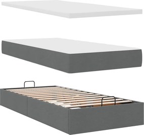 Osmanský rám postele s matrací tmavě šedá 100x200cm textil 3311602