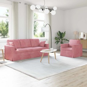 Set pohovek 2 ks Růžová samet 3407599