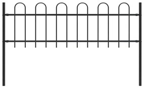 Zahradní plot BOXTEL s obručí nahoře ocelový 170 x 60 cm černý 144928