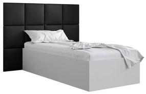 Jednolůžková postel s čalouněným čelem 90 cm Brittany 4 (bílá matná + černá) (s roštem). 1046032