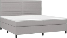 Box spring postel s matrací a LED světle šedá 200x200 cm textil 3134981