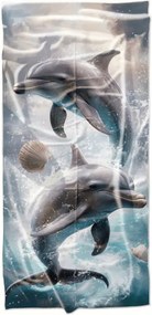 Rychleschnoucí plážová osuška DOLPHINS modrá 70 x 140 cm, 100% mikrovlákno