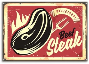 Gario Obraz na plátně Cedule retro steakhouse Rozměry: 60 x 40 cm