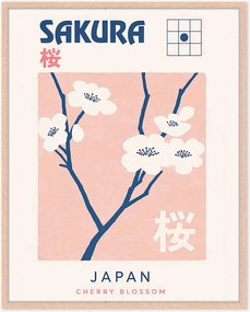 Ručně vyrobený zarámovaný digitální tisk Sakura