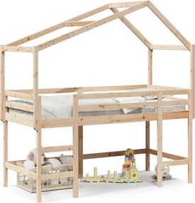 Patrová postel s žebříkem a střechou 80 x 200 cm borovice 3282072