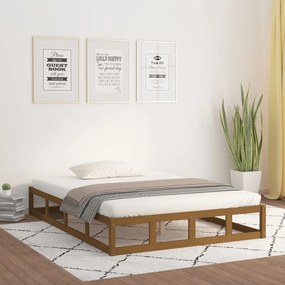 Rám postele medově hnědý 135 x 190 cm Double masivní dřevo