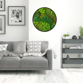 Kulatý obraz|kombinace mechů Barva rámu: Světle šedá, Průměr obrazu: ø 100 cm
