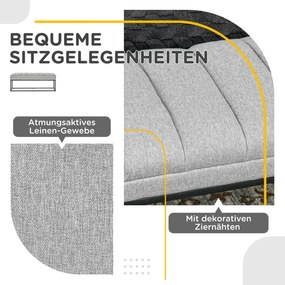 HOMCOM Lněná lavice Čalouněná lavice do ložnice Postelová lavice Kosmetická lavice do 200 kg Ocel světle šedá 120x44x45,5 cm | Aosom.de
