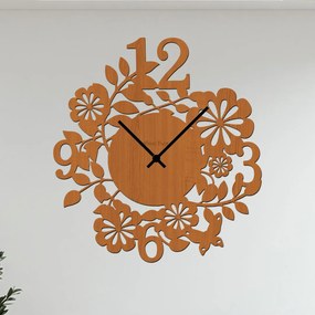 dřevo života Nástěnné hodiny FLOWERS Zvolte barvu dekoru: Třešeň, Zvolte velikost hodin (cm): 35x35, Barva ručiček: Černé