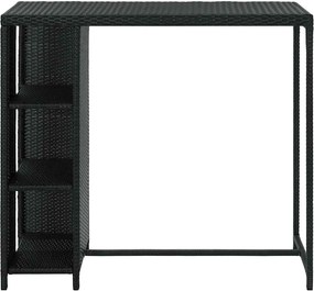 Barový stolek s úložným regálem černý 120x60x110 cm polyratan 313476