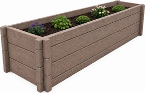 Báča Beton Betonový vyvýšený záhon - imitace dřeva 200 x 80 cm Výška záhonu: 50 cm, Barva záhonu: Hnědá
