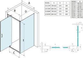 Gelco Gelco, SIGMA SIMPLY obdélníková sprchová zástěna pivot dveře 800x900mm L/P varianta, čiré sklo, GS1279GS3190