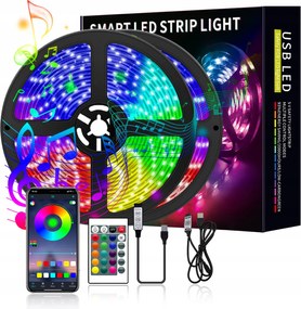 Led Pásek 5M Rgb 5050 Bluetooth Aplikace Mobil Hudba Sada 12V S Ovladačem