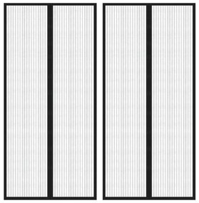 Závěsy do dveří proti hmyzu 2 ks s magnety černé 220 x 110 cm 314688