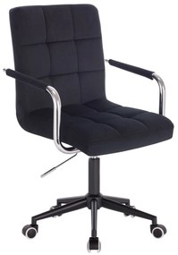 LuxuryForm DESIGN Otočná židle VERONA VELUR na černé podstavě s kolečky - černá
