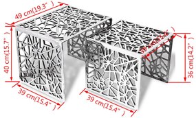 vidaXL Marketos Dva kusy odkládací stolky čtvercové hliníkové stříbrné