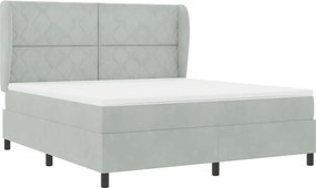Postel s boxspringem s čelo Světle šedá 200 x 180 cm samet 3340994