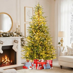 Costway 210 cm Umělý vánoční stromeček s 250 Vícebarevná LED světla Umělý