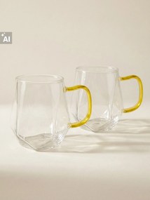 Sinsay - Skleněné hrnky s geometrickým dnem 2 pack - clear