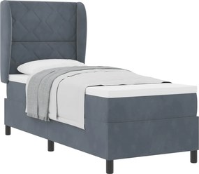 Postel s boxspringem s čelo Tmavě šedá 200 x 80 cm samet 3340953
