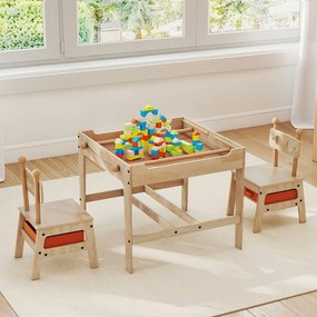 Costway Dětský stůl s 2 židličkami ve tvaru robota 4-in-1 na aktivity s bílou