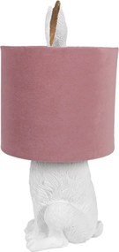 Bílá stolní lampa králík se zlatýma ušima a růžovým stínidlem Konijn – 20x43 cm