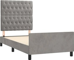 Rám postele bez matrace světle šedá 100 x 200 cm samet 3125922